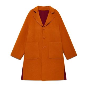 Maliparmi Maliparmi, Femme, Manteaux, Orange, Taille: 44 FR Manteau crois&eacute; en double laine