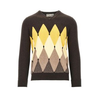 Ballantyne Lozenge Kaschmirpullover - - Knitwear - Herren - Braun - L