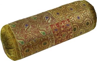 Guru Shop Patchwork Nackenrolle, Sofakissen 50 cm - Gelb, Synthetisch
