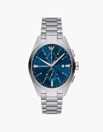 Emporio Armani Montre chronographe en acier inoxydable - Argent&eacute;