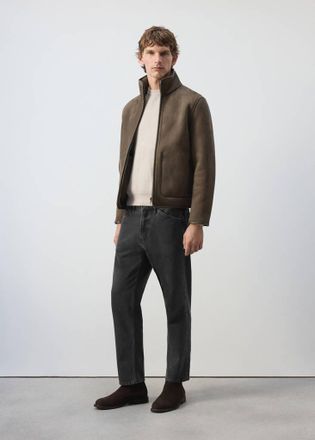Mango Veste double face int&eacute;rieur moutonn&eacute; olive - Homme - XXL - MANGO MAN