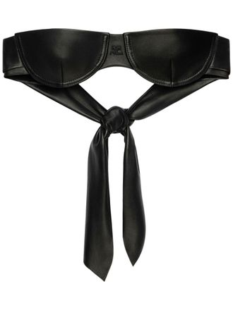 Courr&egrave;ges brassi&egrave;re en cuir &agrave; d&eacute;tail nou&eacute; - Noir