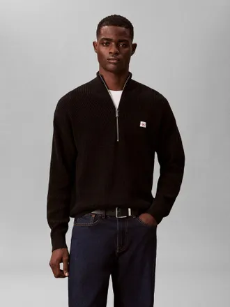 Calvin Klein Jeans Strickpullover Troyerkragen mit Rei&szlig;verschluss, Regular Fit