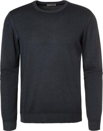 Gran Sasso Herren Pullover grau Merinowolle unifarben