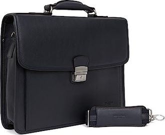 Pellet Cartable - Compatible Format A4 et téléphone Portable - pour Homme - Collection Confort - Marine - en Cuir