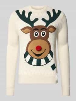 Montego Regular Fit Strickpullover mit Motiv-Stitching Modell RUDOLPH