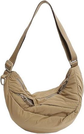 Generic Sac &agrave; bandouli&egrave;re en nylon pour femme, sac &agrave; bandouli&egrave;re raviolis, sac &agrave; main pour voyage en plein air, sac l&eacute;ger motif lune, kaki, 17.6inch