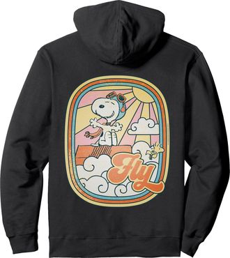Peanuts Groovy Vibes Snoopy Woodstock Flying Ace 70er Flieger Pullover Hoodie