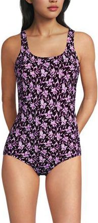 Lands End Gemusterter Komfort-Badeanzug CHLORRESISTENT mit Soft Cups in Lang-Gr&ouml;&szlig;e, Damen, Gr&ouml;&szlig;e:36 regular, Rot, Nylon-Mischung, by Lands End