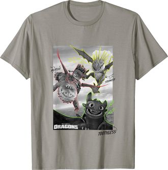 How To Train Your Dragon How to Train Your Dragon Toothless Meatlug & Stormfly Retro T-Shirt