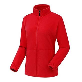 Generic Veste dhiver chaude &agrave; manches longues et fermeture &eacute;clair matelass&eacute;e avec poche pour femme, haut tendance automne/hiver 2026, Rouge, XXL