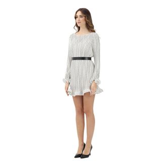 Simona Corsellini Femme, Robes, Gris, Taille: 40 FR Robe blanche courte &eacute;l&eacute;gante &agrave; pois noirs