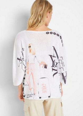 Bonprix Strickpullover aus Polyester, 3/4-&Auml;rmel, f&uuml;r Fr&uuml;hling und Sommer, lockere Passform