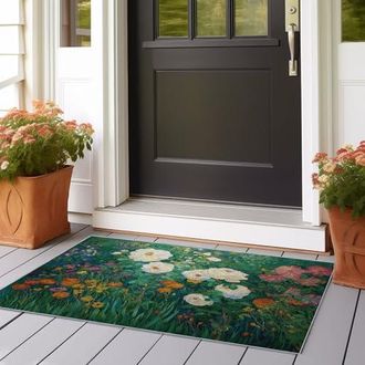 Generic Tapis de Couloir Long 80 x 150 cm Tapis de Passage Antid&eacute;rapant Doux Microfibre - Plantes Vintage Champ&ecirc;tres Naturelles Roses Passage Couloir pour Bua