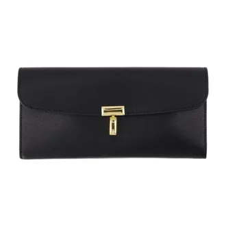 Toteme Womens T-Lock Wallet Black Cowhide
