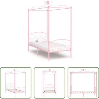vidaXL vidaXL Metallbett - Himmelbett-Gestell Rosa Metall 100 x 200 cm