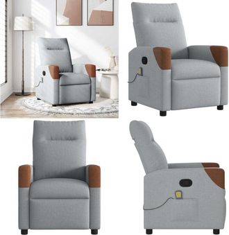 vidaXL Massagesessel Hellgrau Stoff - Vidaxl