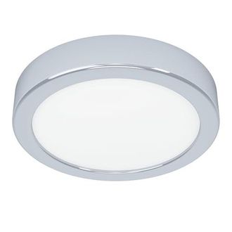 Eglo Plafonnier LED salle de bains Fueva 6, lampe de plafond &Oslash; 16,5 cm, luminaire en saillie, acier aspect chrom&eacute; et plastique blanc, blanc chaud froid, IP