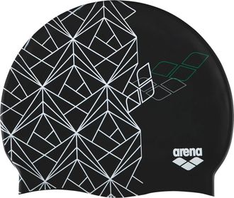 Arena Unisex - Erwachsene Print 2 Swim Cap Klassische Silikon-Badekappe, Escher Black, Einheitsgröße