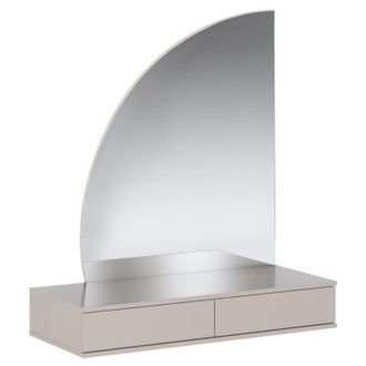 Vente-Unique Vente-unique - Coiffeuse suspendue avec miroir &agrave; LEDs - 2 tiroirs - Beige mat - jineza