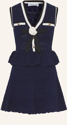 Self Portrait Self-Portrait Strickkleid Mit R&uuml;schen blau