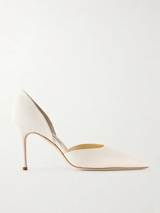 Manolo Blahnik Escarpins En Satin Taylerbinu 90 - Ivoire