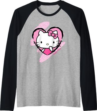 Hello Kitty Love Heart Pose zum Valentinstag, niedlicher lustiger Klassiker XOXO Raglan