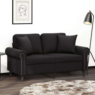 vidaXL 2-Sitzer-Sofa mit Zierkissen Schwarz 120 cm Samt Vidaxl