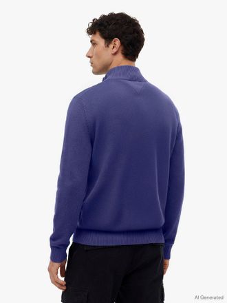 Tommy Jeans Strickpullover TJM SLM ESS LIGHT &frac14; ZIP SWTR EXT Mit Rundhalsausschnitt