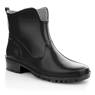 Lemigo Damen Gummistiefeletten Kurze Gummistiefel Kn&ouml;chel Regenstiefel Elke 36-42 EU (Schwarz Sohle Schwarz, EU Schuhgr&ouml;&szlig;ensystem, Erwachsene, Numerisch, M, 