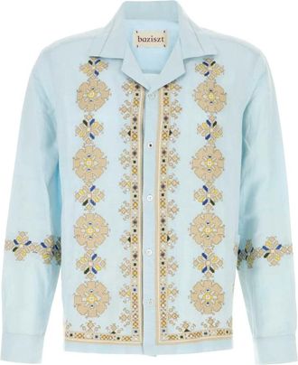 Baziszt Baziszt, Homme, Chemises, Bleu, Taille: S Roses Shirt
