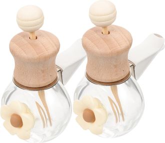 Soimiss 2 ST&Uuml;CK Auto Lufterfrischer Flasche Milchtee Farbe Nachf&uuml;llbar mit L&uuml;ftungsclip und Holzdeckel Portabler Duft&ouml;l Diffuser f&uuml;r Auto Innenraum Einfache I