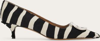 Ferragamo Damen Pumps mit Maxi Gancini Wei&szlig; Gr&ouml;&szlig;e 36.5