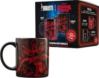Bialetti Keramiktasse Stranger Things, 300 ml - thermosensitiv, Farbwechsel durch Wärme, nicht spülmaschinengeeignet, Schwarz