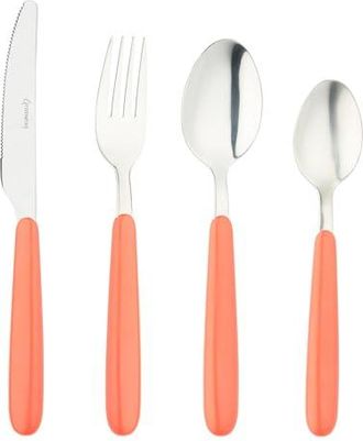 Grunwerg Bistro-Besteck, 24-teiliges Set, Edelstahl 18/0, abgerundeter Griff, koralle