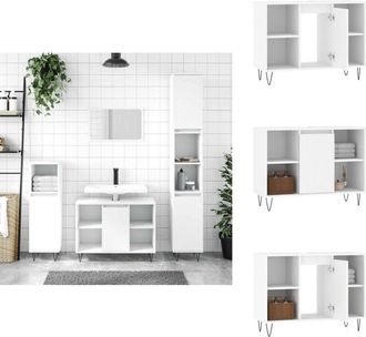 vidaXL Badschrank Wei&szlig; 80x33x60 cm Holzwerkstoff - Badeschrank - Holzwerkstoff - Wei&szlig;er Badschrank - Badezimmerm&ouml;bel - Spiegelschrank