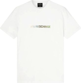A|X Armani Exchange Homme, Tops, Blanc, Taille: S T-Shirt Col Rond