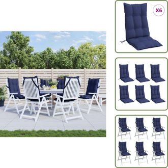 vidaXL Hochlehner-Auflagen 6 Stk. Marineblau Oxford-Gewebe - Hochlehner Auflagen - Gartenstuhlkissen - Oxford Stoff - Wasserabweisend - Blau