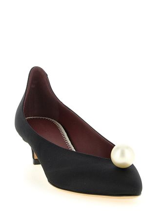 Magda Butrym Pearl-Embellished Satin Pump - Black