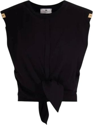Elisabetta Franchi Femme, Tops, Noir, Taille: 42 FR Hauts sans manches