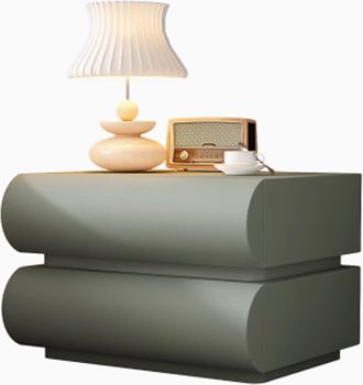 Generic Nachttisch Mit 2 Schubladen - Nachttisch Aus Holz Mit Lederoberfläche, Keine Montage Erforderlich (17,7 Zoll, Hellgrau)(Fruit Green,45cm/17.7in)