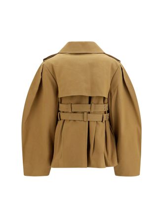 Ganni Womens Canvas Jacket With Double Belt Ermine Cotton