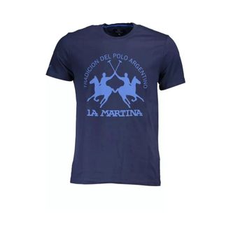 La Martina Blaues Baumwoll T-Shirt- Kurze &Auml;rmel- Regular Fit - - Tops - Herren - Blau - M