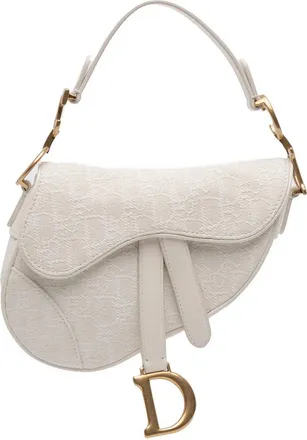 Dior Hobo Bags - Mini Oblique Canvas Saddle Bag - Gr. unisize - in Weiß - für Damen