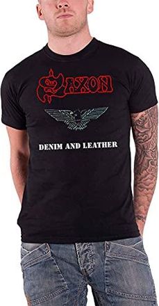 Saxon Denim & Leather officiel Homme nouveau Noir T Shirt