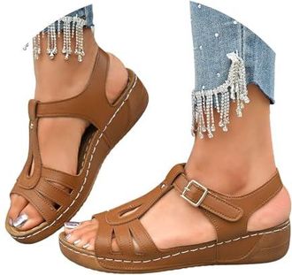 Generic Sandales d&eacute;t&eacute; habill&eacute;es pour femme - Espadrilles compens&eacute;es d&eacute;contract&eacute;es &agrave; talons hauts - Sandales d&eacute;t&eacute; d&eacute;contract&eacute;es - Sandales compens&eacute;es boh&egrave;me &agrave; 