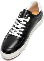 Generic ZBDP Chaussures décontractées en cuir pour homme Noir Blanc Plat Respirant Massage Confortable Baskets décontractées, Noir, 39.5 EU