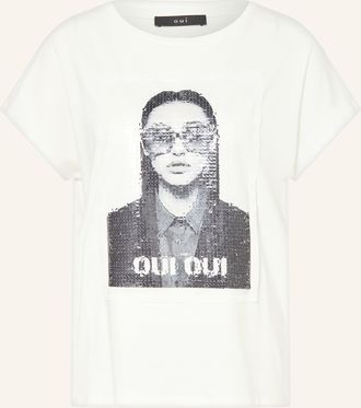 Oui T-Shirt Mit Pailletten weiss