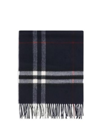 Burberry Womens Scarf Check Cashmere Ink Blue (capra Hircus) Scarfs