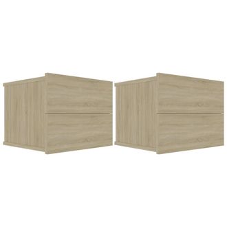 Generic Nachttisch 2 Schubladen Schwebend(1 oder 2 pcs), Nachtschrank, Nachtkommode, Nachtkonsole, Wandschublade, 40x30x30cm, Holzwerkstoff(Wei&szlig;) (Sonoma-Eich